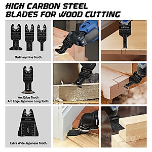 KELIN 174 PCS Metal Wood Oscillating Tool Blades Kit, Quick Release Titanium Multitool Blades with Sandpaper, Dimond Oscillating Saw Blades, 11 Types Blades for Home Kitchen Repair