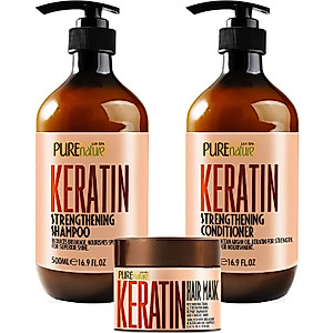 PURE NATURE Keratin Shampoo and Conditioner Set and Keratin Hair Mask
