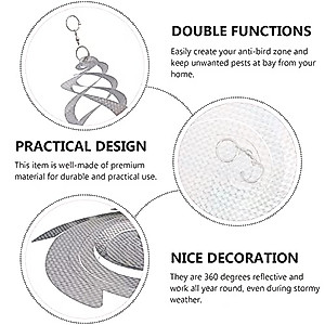 generic Reflective Spiral Rods for Bird Garden Bird Rods Hanging Revolving Bird Pendants for Lawn Balcony Pathway Silver 3pcs