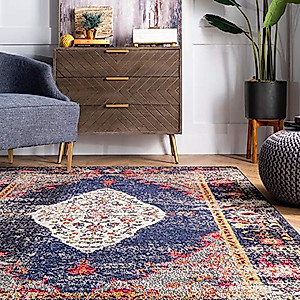 nuLOOM Veronica Vintage Distressed Area Rug, 4' x 6', Navy