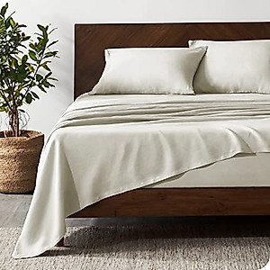 Bare Home Full Sheet Set - Luxury 100% Linen Full Bed Sheets - Deep Pockets - Easy Fit - 4 Piece Set - Bedding Sheets & Pillowcases (Full, Soft White)