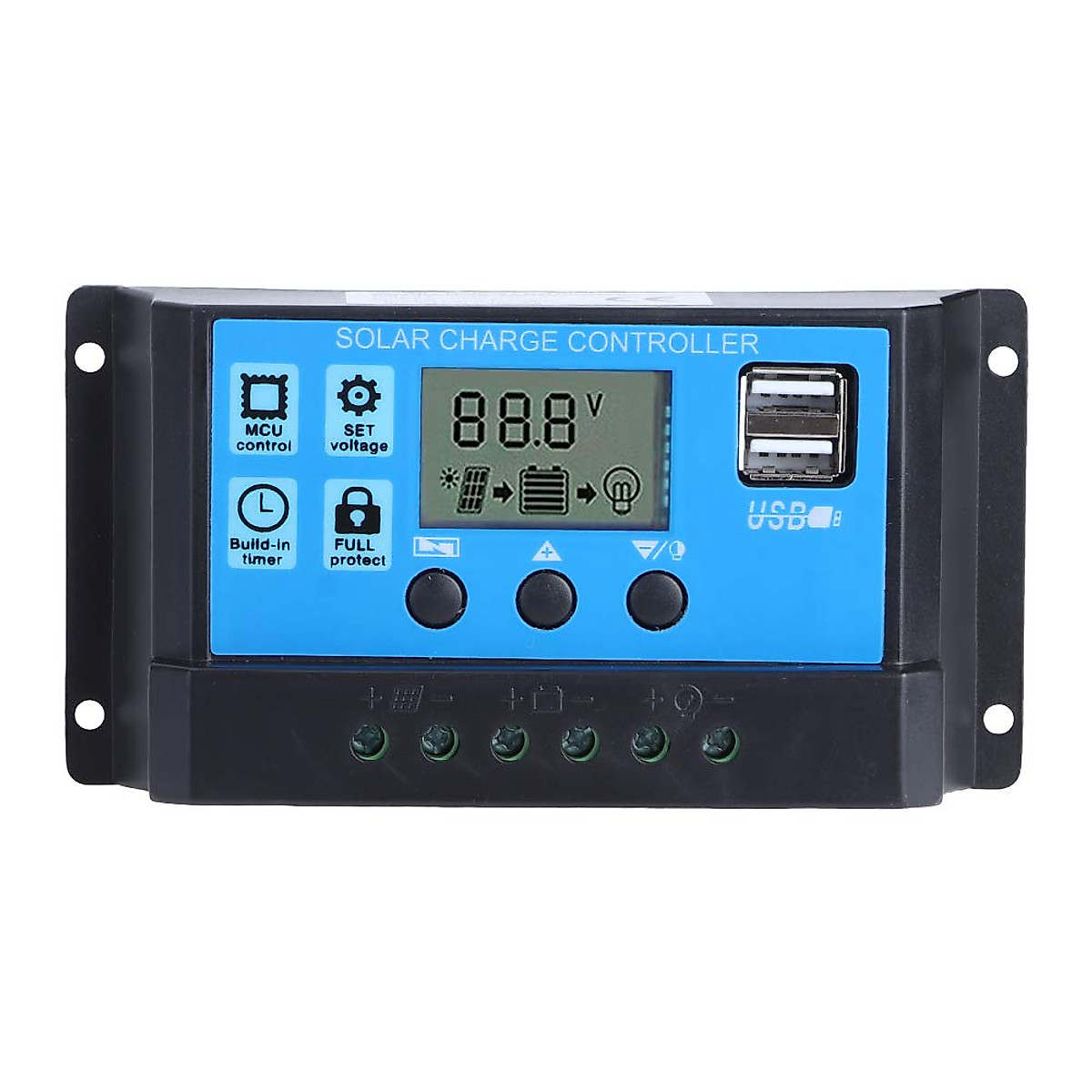 Solar Panel Regulator, Double USB with Digital Display Solar Charge Controller, for Home Yard Commercial Outdoor