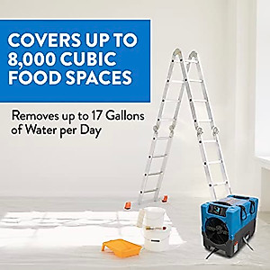 Dri-Eaz Revolution LGR Commercial Dehumidifier with Pump, Industrial, Compact, Crawlspace and Basement Drying, Durable, Portable, Blue, F413, Up to 17 Gallon Water Removal per Day
