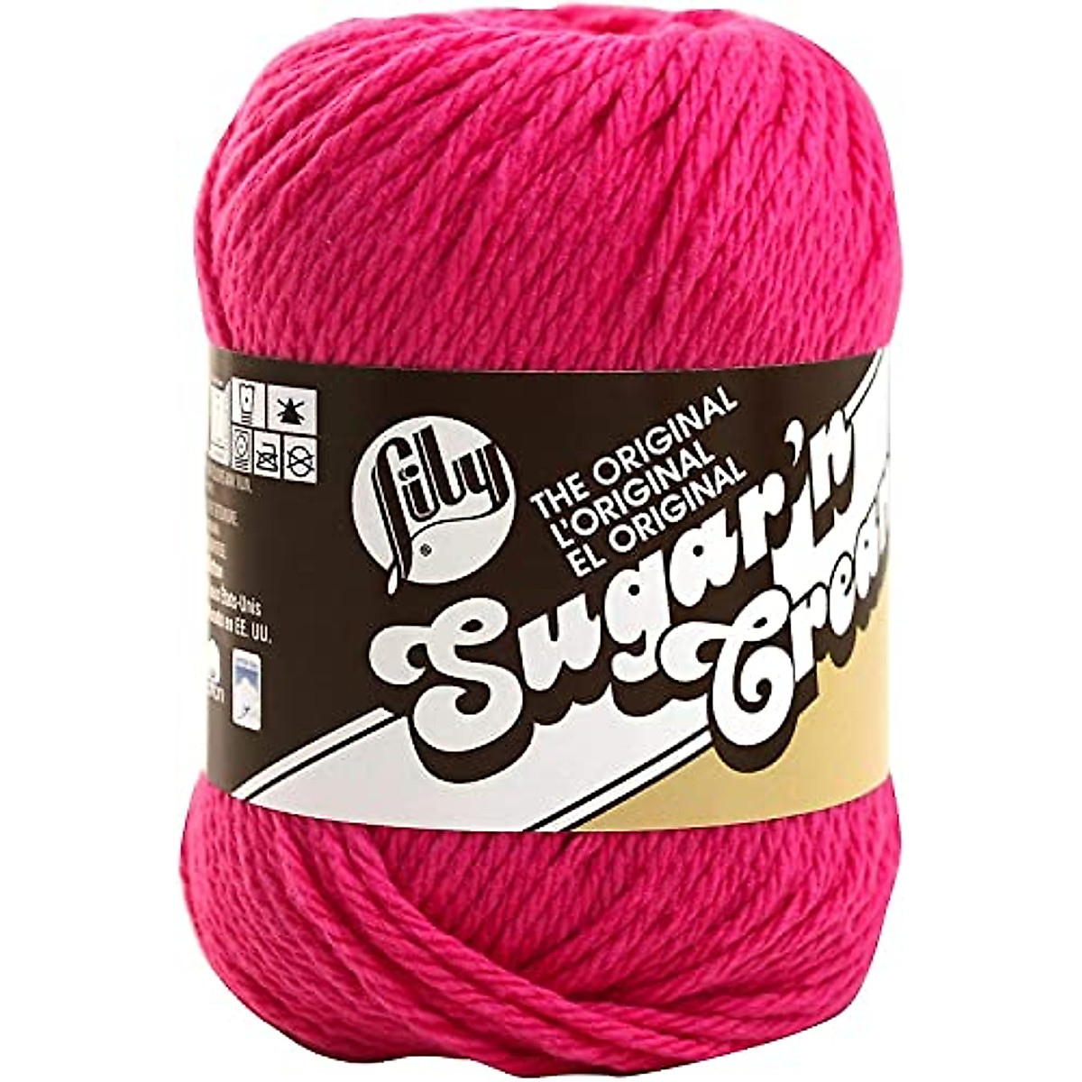 Lily Sugar'N Cream Hot Pink Yarn - 6 Pack of 71g/2.5oz - Cotton - 4 Medium (Worsted) - 120 Yards - Knitting/Crochet