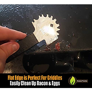 Cave Tools Bristle-Free Metal Grill & Griddle Scraper - Includes Bottle Opener - Barbeque Brush Substitute - BBQ Grill Accessories, Stainless Steel