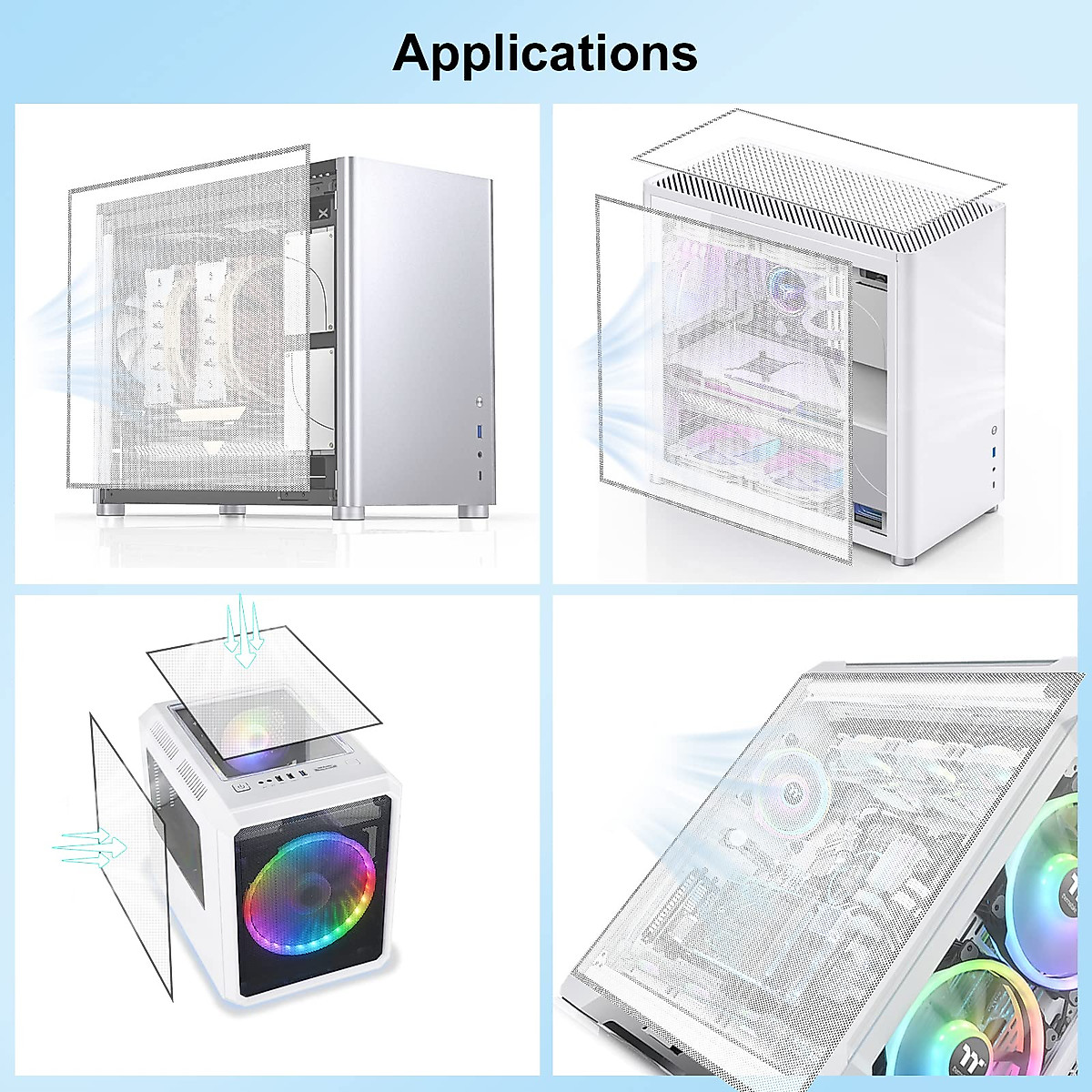 Fan Dust Mesh Filter Magnetic Frame PVC Desktop Computer PC Case Fan Dust Proof Filter Cover Grills 500 * 500MM 2PACK White