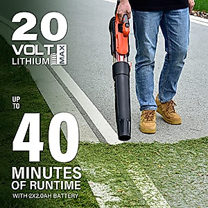 MAXLANDER Leaf Blower Cordless with Battery and Charger, 350CFM Battery Powered Leaf Blowers for Lawn Care, 2-Speed Mode Electric Leaf Blower for Snow Blowing 2PCS 2.0Ah Batteries Included