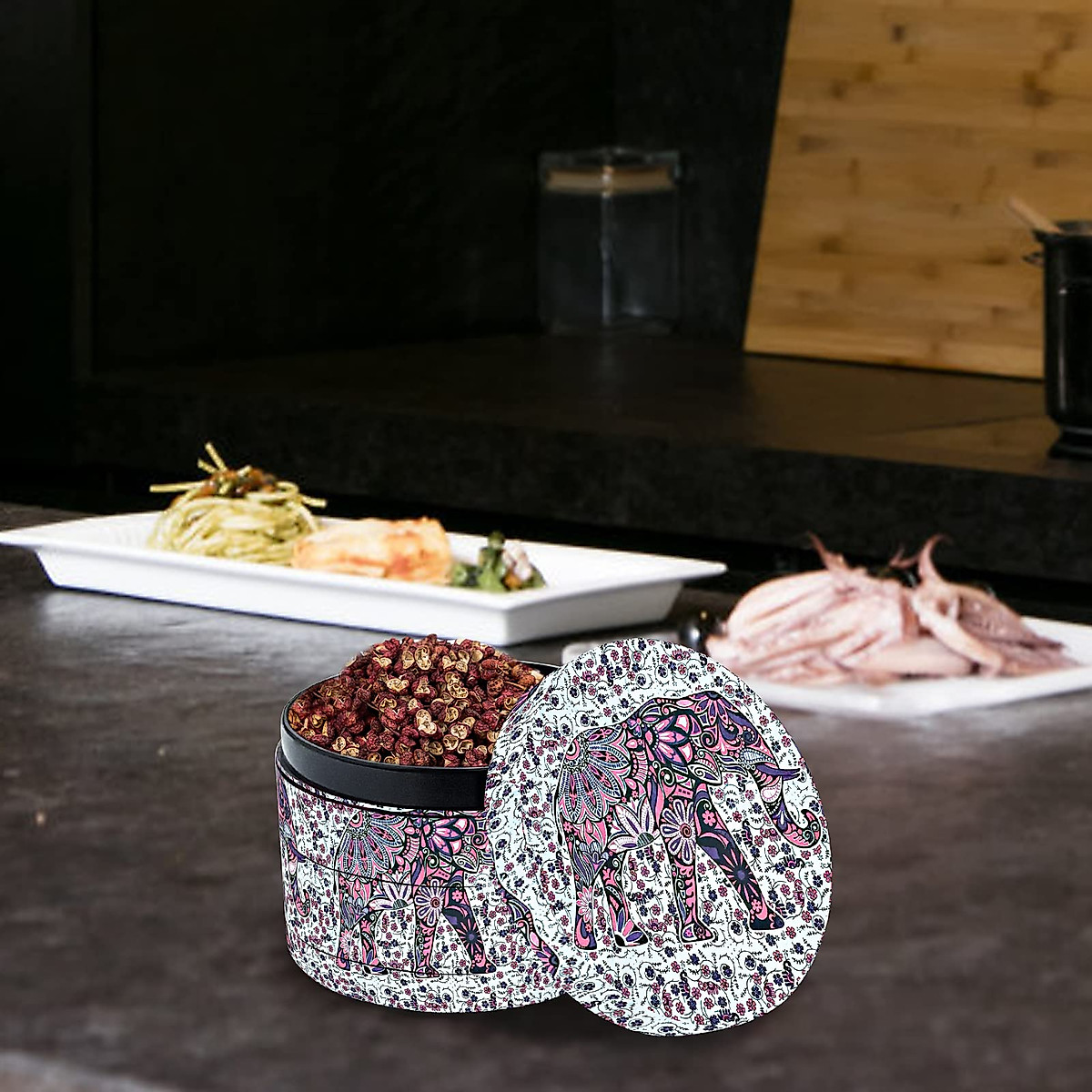 VRUPINZE 2.5 Inch Boho Grinder, Large Spice Grinder（Colorful Elephants Pattern）