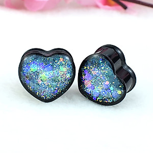12Pcs/6pair Heart Ear Gauge Tunnels Plugs Gauges for Ears Body Jewelry 12mm