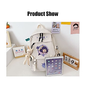 Dalicoter Genshin Impact Backpack Klee Backpack Printed Laptop Bookbag 17" Large Capacity Travel Black BackPack With Gift