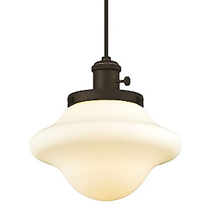 Westinghouse Lighting 6346500 One-Light Mini Pendant, Bronze Finish with Frosted Opal Glass, Oiled Rubbed Bron