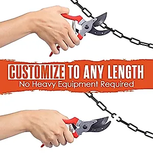 Houseables Plastic Chain, Link Fence, Safety Barrier, 124 Foot, Black, 2” Links, Light Weight, UV Protected, Barrier, Barricade, Accessory for Crowd Control, Queue Line, Decoration