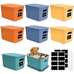 FONUNO Plastic Storage Bins with Lids 8 Pack Stackable Storage Containers for Organizing Colorful Storage Baskets with Handle for Home Kitchen Office Classroom Cabinet Shelf (10 x 7 x 6 Inch, 8 PCS)