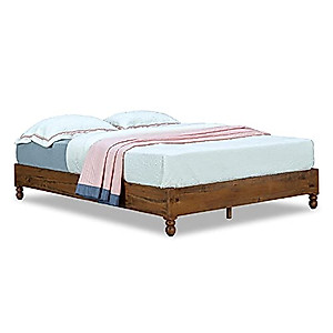 MUSEHOMEINC 12 Inch Solid Wood Bed Frame Rustic Style Eliminates The Need for a Boxspring, Natural Finish, King