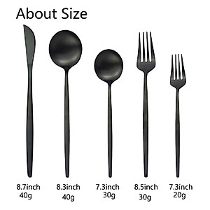 JASHII Flatware Silverware Set Stainless Steel Satin Finish Cutlery Set Service for 6, 30-Piece Spoons And Forks Kitchen Utensil Set, Dishwasher Safe (Matte Black)