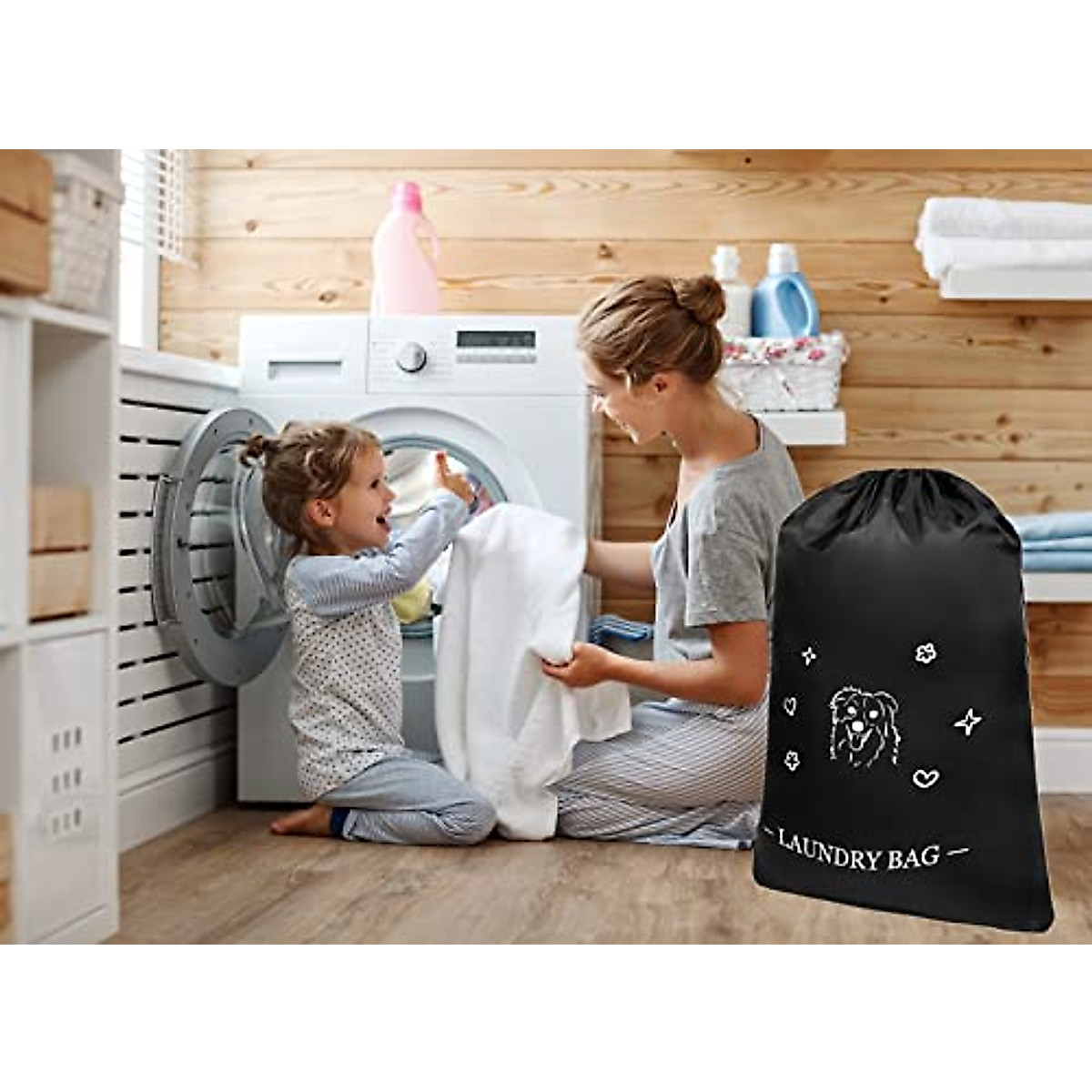 TEABAN Laundry Bag,XL Durable Tear Resistant Dirty Laundry Organizer with Drawstring Laundry bags,Convenient To Place Laundry Basket,Travel Heavy Duty Black Laundry Bags(2pcs|38" x 27")