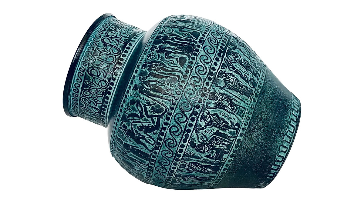 Elegant Greek Pithari Vase - Ancient Mythology Design