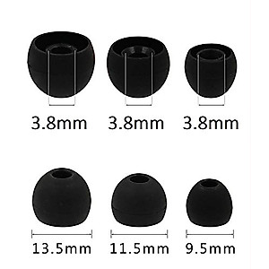 JNSA Silicone Earbuds Ear Tips Covers Gels for Sony MDR Series & Sony XBA Seriese Headphone, SML 3 Size 6 Pairs Sony MDRXB50AP MDR-XB50AP Ear Buds Eartips, 6Pairs Silicone Buds Tips for Sony,Black