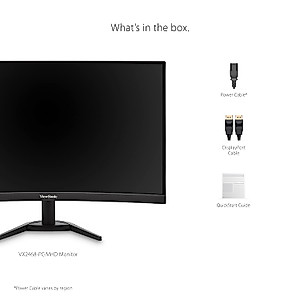 ViewSonic VX2468-PC-MHD 24 Inch Full HD 1080p 165Hz 1ms Curved Gaming Monitor with AMD FreeSync Premium Eye Care Frameless HDMI and Display Port (Renewed)