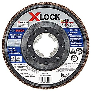 BOSCH FDX29450120 1-Piece 4-1/2 In. X-LOCK Flap Disc 120 Grit Compatible with 7/8 In. Arbor Type 29 for Applications in Metal Blending and Grinding