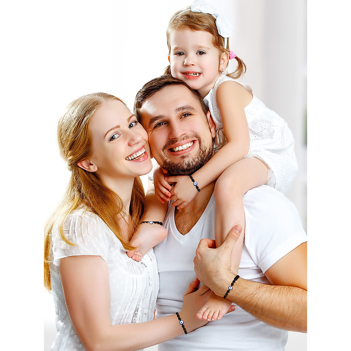 6 Pieces Evil Eye Rope Kabbalah Bracelets Evil Eye Adjustable Cord Bracelet Black Evil Eye Knotted Bracelet Summer Rope Bracelets for Women Men (Simple Style)