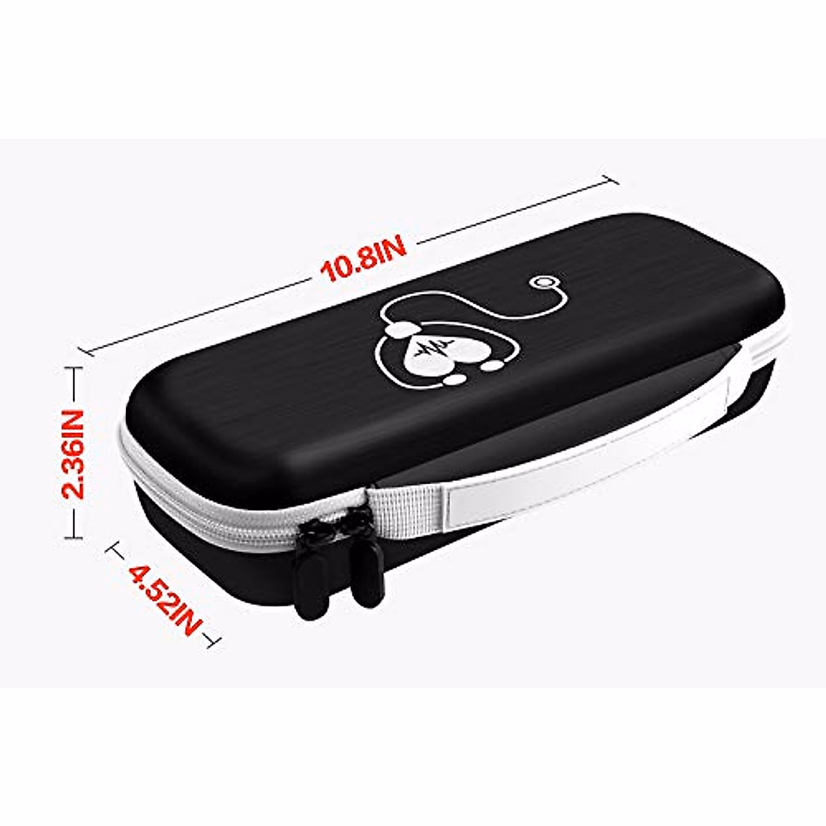 Protective & Portable Case Fits for 3M Littmann Classic III Monitoring Stethoscope, Accessories Holder for Reflex Hammer, Pen Light & Other Supplies, Bag for Nurse, Doctor - Black&Carton