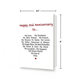 MQMRYeto Funny 2nd Anniversary Card For Men Women, Sweet 2 Year Wedding Anniversary Card Decoration For Husband Wife, Romantic Gifts Idea For Boyfriend Girlfriend Couple