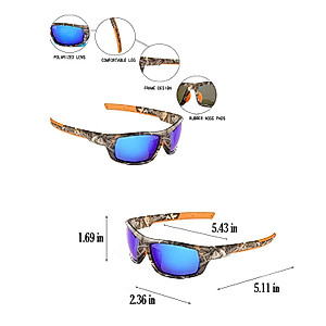 Polarized Camouflage Sport Fishing Sunglasses for Men and Women - Ideal, Blue, S