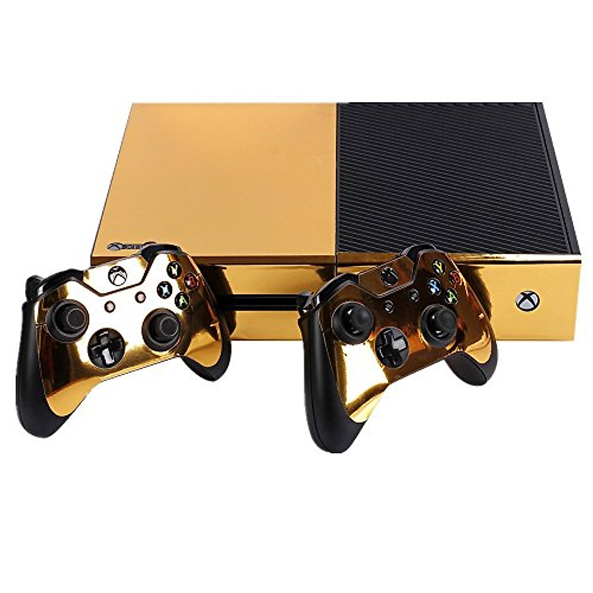 SKINOWN Golden Skin Gold Sticker Vinly Decal Cover for Xbox One(XB1) Console and 2 Controller with 1 Kinect Skins