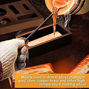 7 Pieces Graphite Torch Melting Casting Kit, Including 2 Graphite Crucible Stir Stick, Graphite Casting Mould 5-in-1 Graphite Casting Ingot Mould, Quartz Crucible, Cylindrical Graphite, Tong for Melt