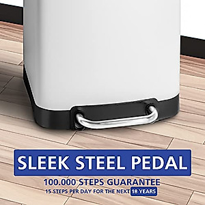 WENKO 54920218 8 Gallon Kitchen with Foot Pedal, Hands Free, Made of Steel, Dimensions (WxHxD): 13.4x24x12.8 in, Trash Can with lid, White