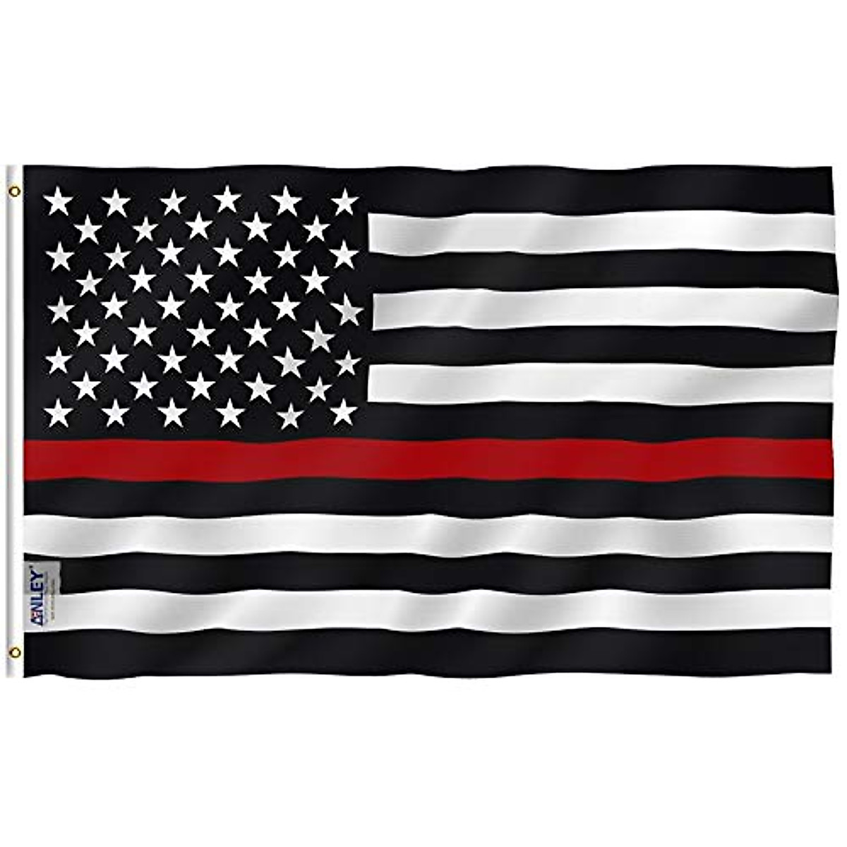 Anley Fly Breeze 3x5 Foot Thin Red Line USA Polyester Flag - Vivid Color and Fade Proof - Canvas Header and Double Stitched - American Honoring Firefighter Flags with Brass Grommets 3 X 5 Ft