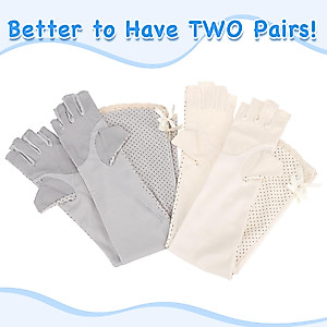 kilofly Women's Long Anti-UV Breathable Arm Sun Block Driving Gloves, 2 Pairs