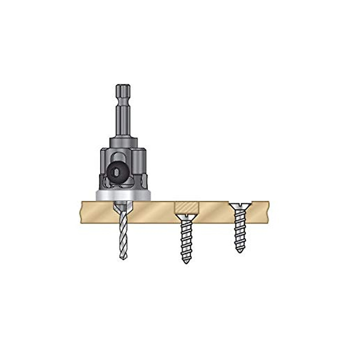 Amana Tool - (55294) Carbide Tipped 82° Countersink with Adjustable Low Friction Depth Stop, 3/8 Dia x 1/8 Drill Dia x 1/4 Inc