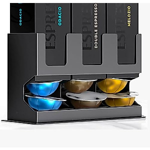 GALVANOX Pod Dispenser Designed for Nespresso Vertuo Capsules (3 Box Sleeve Holder) Freestanding Countertop Organizer Stand, Non-Slip Steel Base, Dispenses 3 Coffee Flavors (30 Vertuoline Pods)