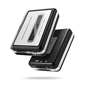 Reshow Cassette Player – Portable Tape Player Captures MP3 Audio Music via USB – Compatible with Laptops and Personal Computers – Convert Walkman Tape Cassettes to iPod Format (Silver)