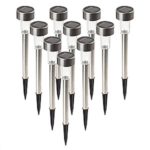 10PCS LED Garden Light White Light Garden Outdoor Stainless Steel Solar Home Garden Decoration Lighting Landscape Lamp #YL5 (Emitting Color : Black)