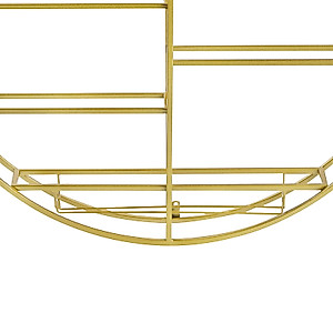 Headery 7 Tier Round Iron Wall Wine Bottle Holder, Wine Storage and Display Rack,Bar Liquor Shelves Shelf with 4 Glass Holder for Kitchen, Party, Bar, Dining Room(Black/Gold (Gold)