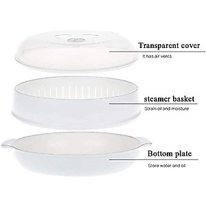 1-Tier Microwave Steamer Heating Steamer for Home Kitchen White (Round)