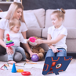 BENTOBEN for iPad Air 2 Case, iPad Air 2nd Generation Case, 3 in 1 Heavy Duty Shockproof Kickstand Protective Kids Girls Women Boys Men Tablet Cover for iPad Air 2 A1566 A1567 (2014), Navy Blue/Red