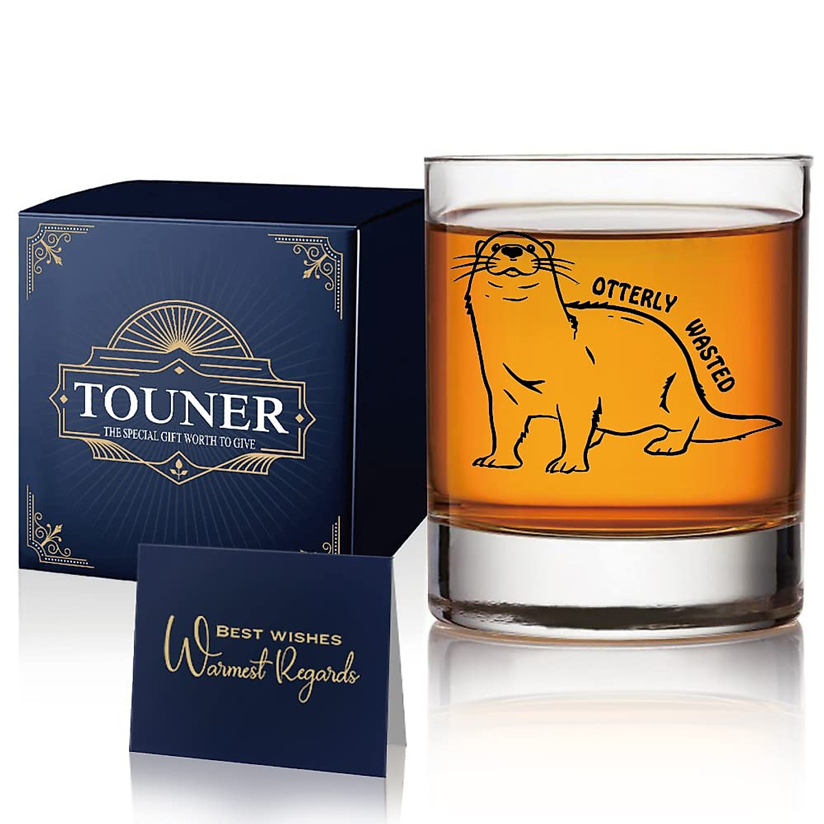 TOUNER Funny Otter Otterly Wasted Whiskey Glasses, Otter Whiskey Glass Gift For Otter Lover, Otter Gifts, Otter-themed Gifts, Gag Gift Idea For Her from Son, Daughter, Kids