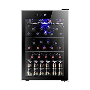 Antarctic Star 36 Bottle Wine Cooler/Cabinet BeverageRefrigerator Small Mini Wine Cellar Beer Soda Bar Fridge Quiet Operation Compressor Adjust Temperature Freestanding Black