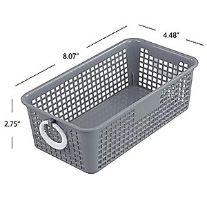 Neadas Gray Small Plastic Storage Basket, 6 Packs