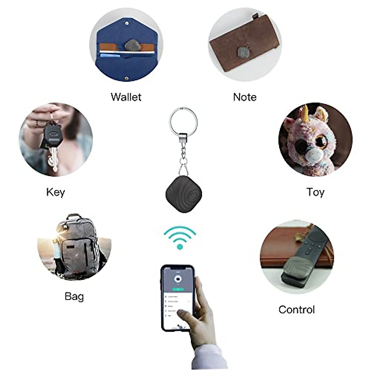 Nutale Key Finder, Bluetooth Tracker Item Locator with Key Chain for Keys Pet Wallets or Backpacks and Tablets, Batteries Include (Black, 4 Pack)