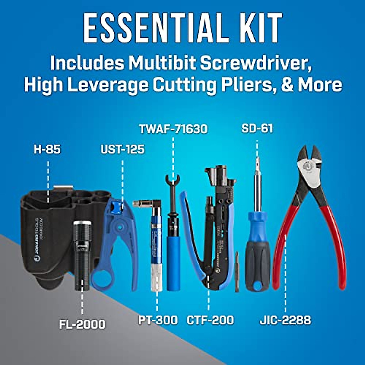 Jonard Tools TK-82 COAX Tool Kit - 8 Piece COAX Cable Network Tool Kit Featuring Coaxial Cable Stripper RG59 / RG6 / RG7 / RG11, CATV Tools and Compression Tool for Long F Connector