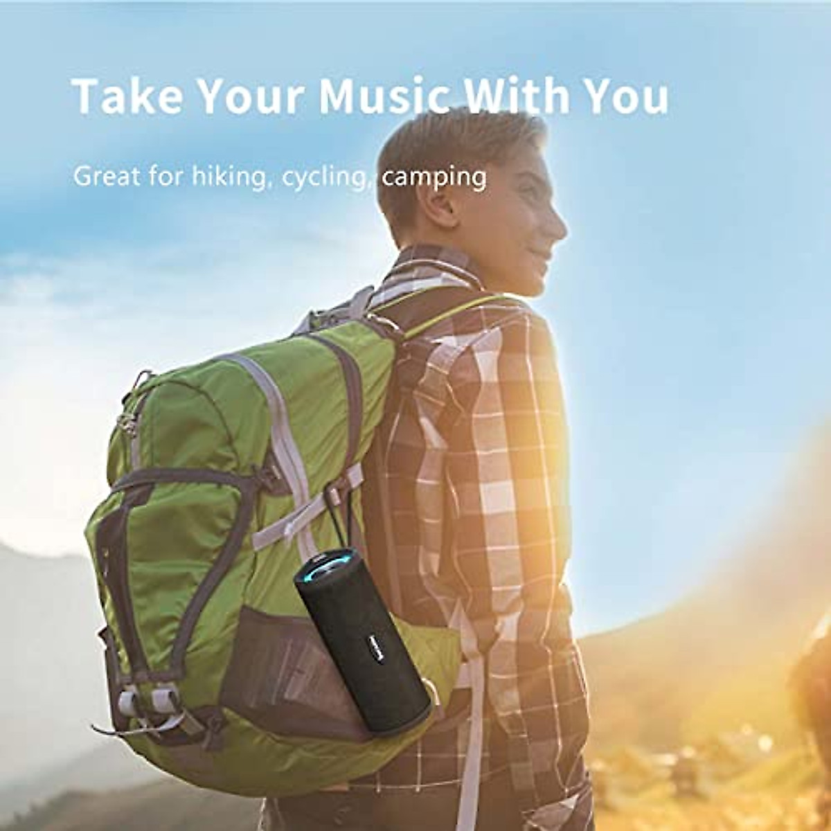 HEYSONG Portable Bluetooth Speaker, Waterproof Wireless Outdoor Speakers with LED Light, Rich Bass, IPX7, 40H Play, TF Card, Dual Pairing for Beach, Boat, Pool, Camping, Bike, Shower, Gifts for Men