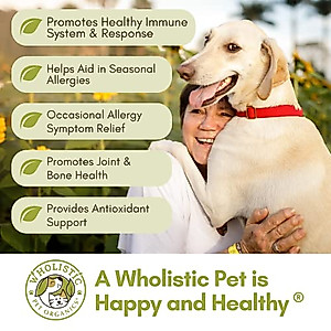 Wholistic Pet Organics Allergy Immune Boost: Vitamin C for Dogs Skin and Coat Supplement - 4 oz - Dog Allergy Relief Medication for Dogs - Dog Itch Relief - Ester C Dogs Supplement and Vitamin Powder