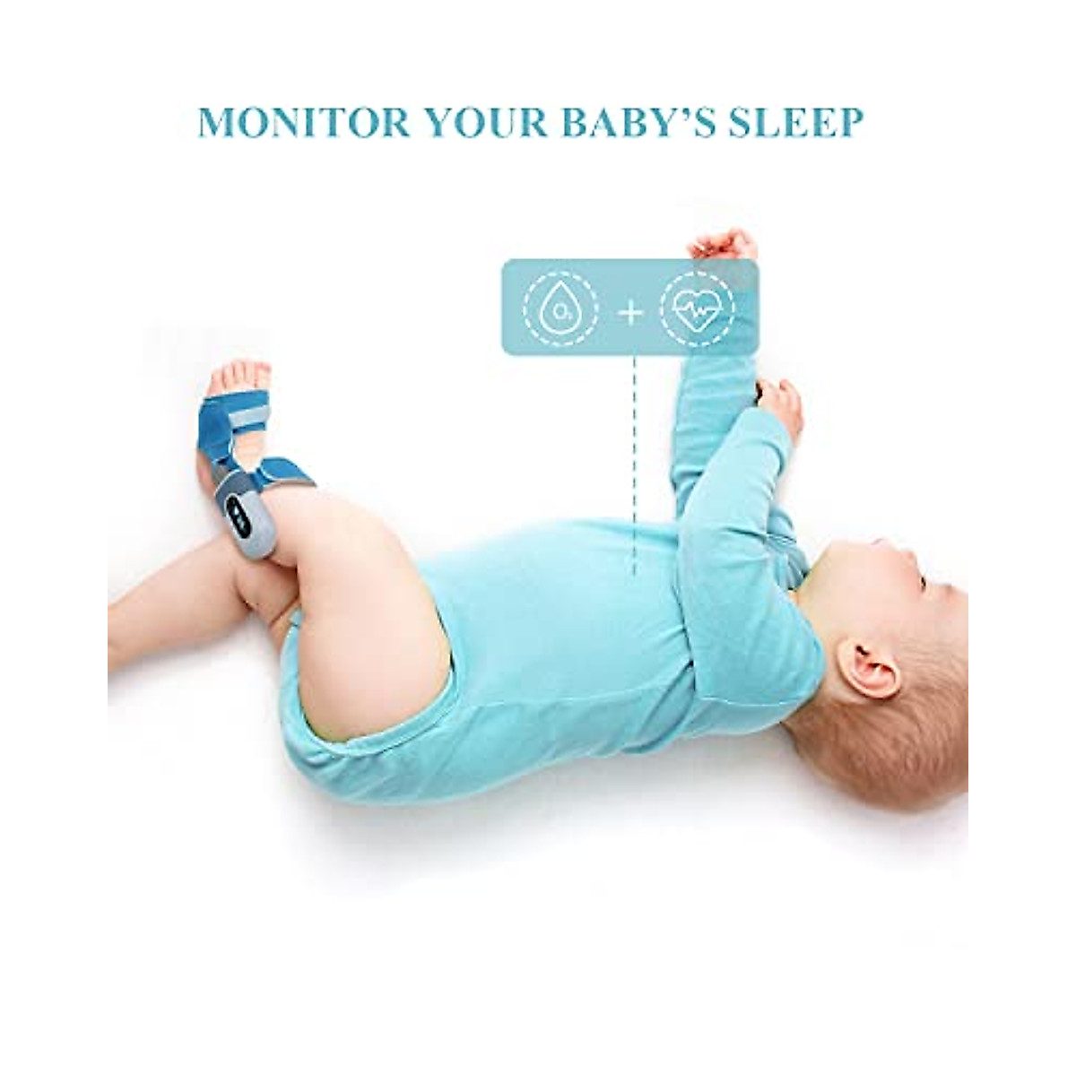 Babytone Baby Sleep Monitor with Base Station, Infant Breathing Monitor, Tracks Oxygen Level, Heart Rate and Movement, Smart Sock Foot Monitor with Free App Report, Fits Newborn 0 to 3 Years Old
