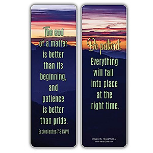 NewEights Famous Verses and Quotes on Patience Bookmarks (12-Pack) – Daily Motivational Card Set – Epic Collection Set Book Page Clippers – Cool Gifts for Men, Women – Bible Verses Sayings