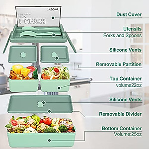 OHMZPERE Bento Box Adult Lunch Box New Upgrade, 32PCS Japanese Bento Box with Accessories,Super Large Capacity Adult and Kids Leak-proof Bento Lunch Box